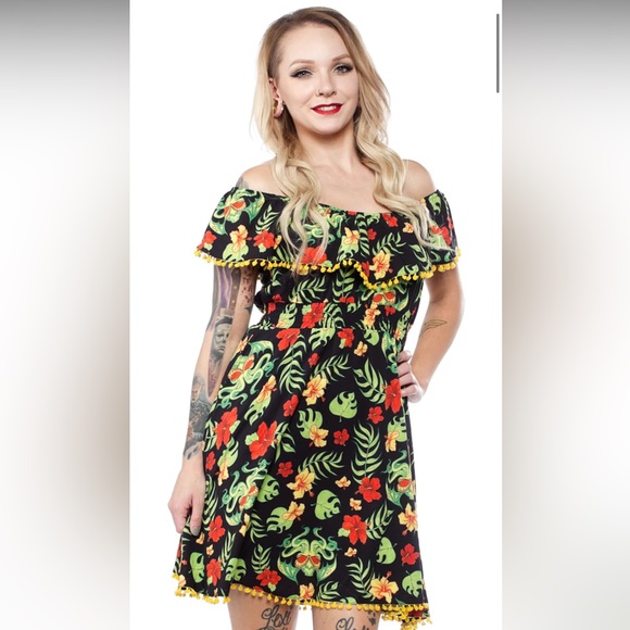 Sourpuss | Dresses | Sourpuss Tropical Cthulhu Fiesta Dress | Poshmark